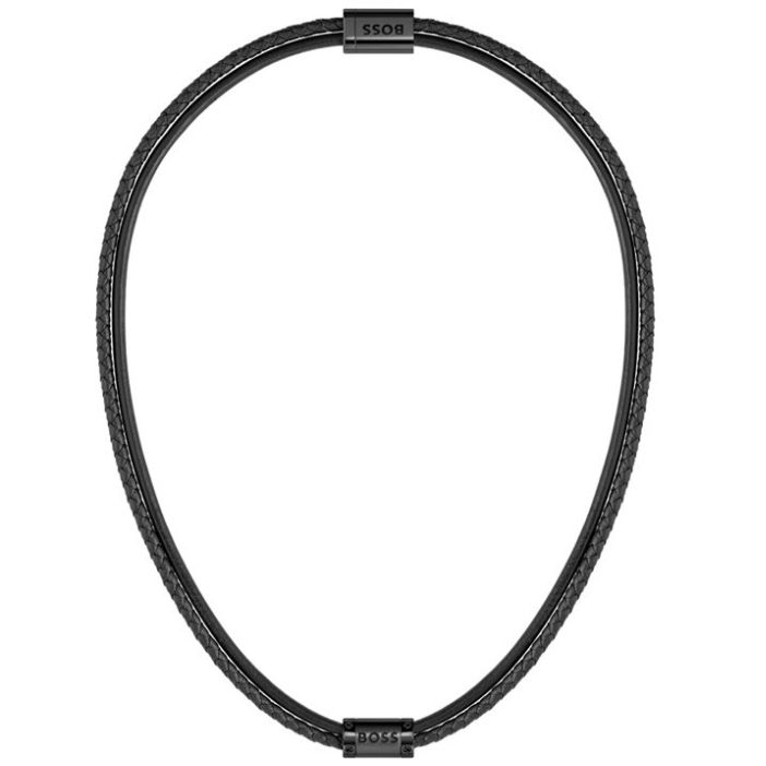 Collar Boss de Acero Inoxidable y Cuero para Hombre